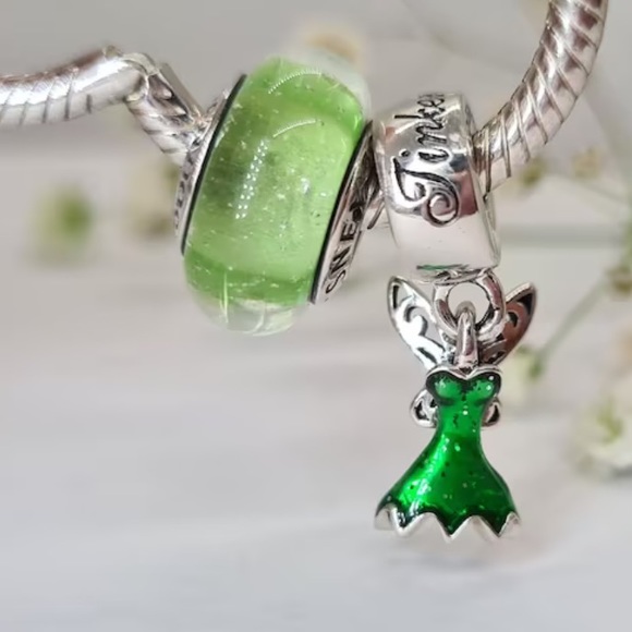 Pandora | Jewelry | Pandora Disney Tinker Bell Dress And Murano Charm ...
